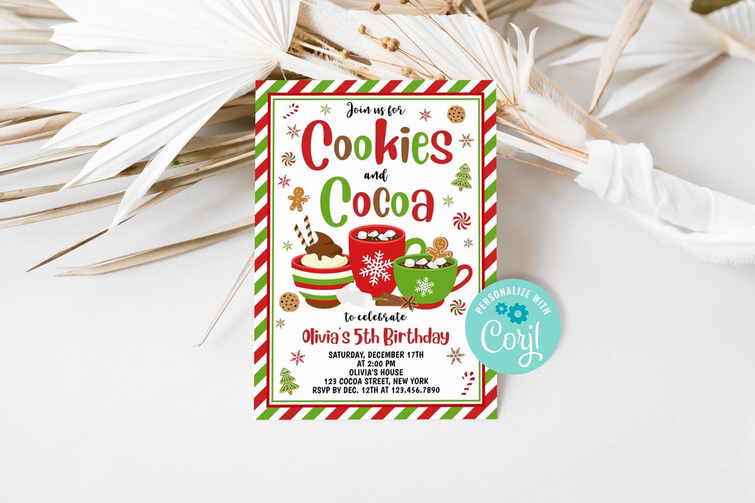 Editable Christmas Cookies and Cocoa Party Invitation (digital) - Etsy