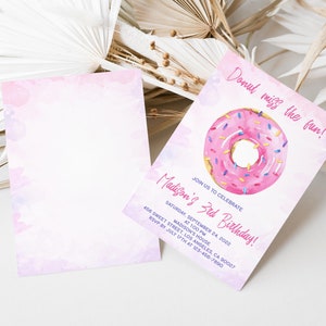 Editable Donut Birthday Invitation for Girl, Doughnut Birthday Party ...