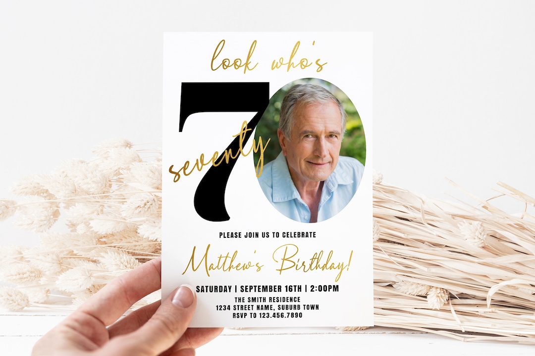 70th Birthday Invitation for Men, Look Who's 70 Invitation, Male 70th ...