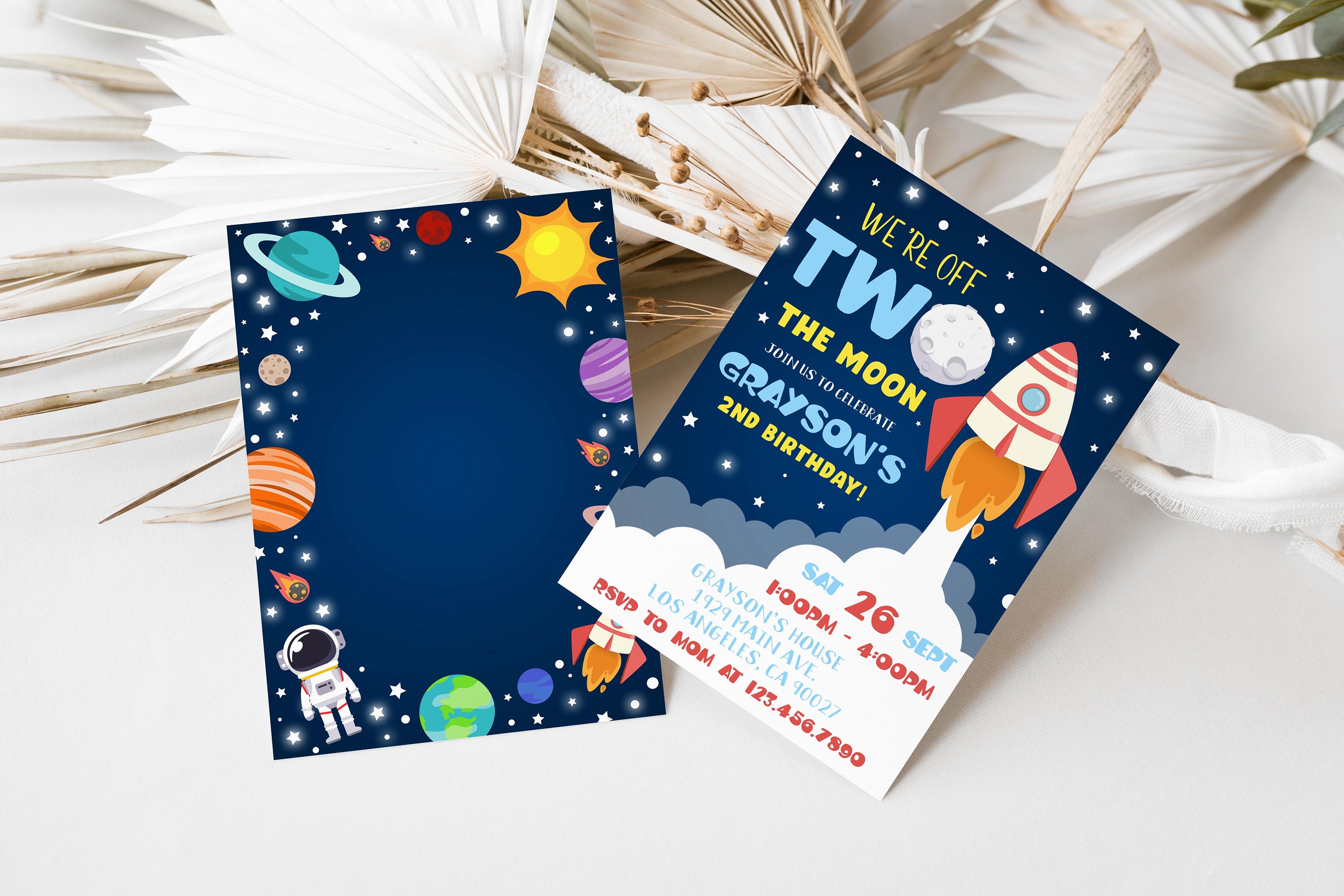 Editable Two the Moon Birthday Invitation Space Planets Solar - Etsy