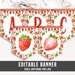 Editable Strawberry Birthday Banner, Berry Sweet Party Banner ...