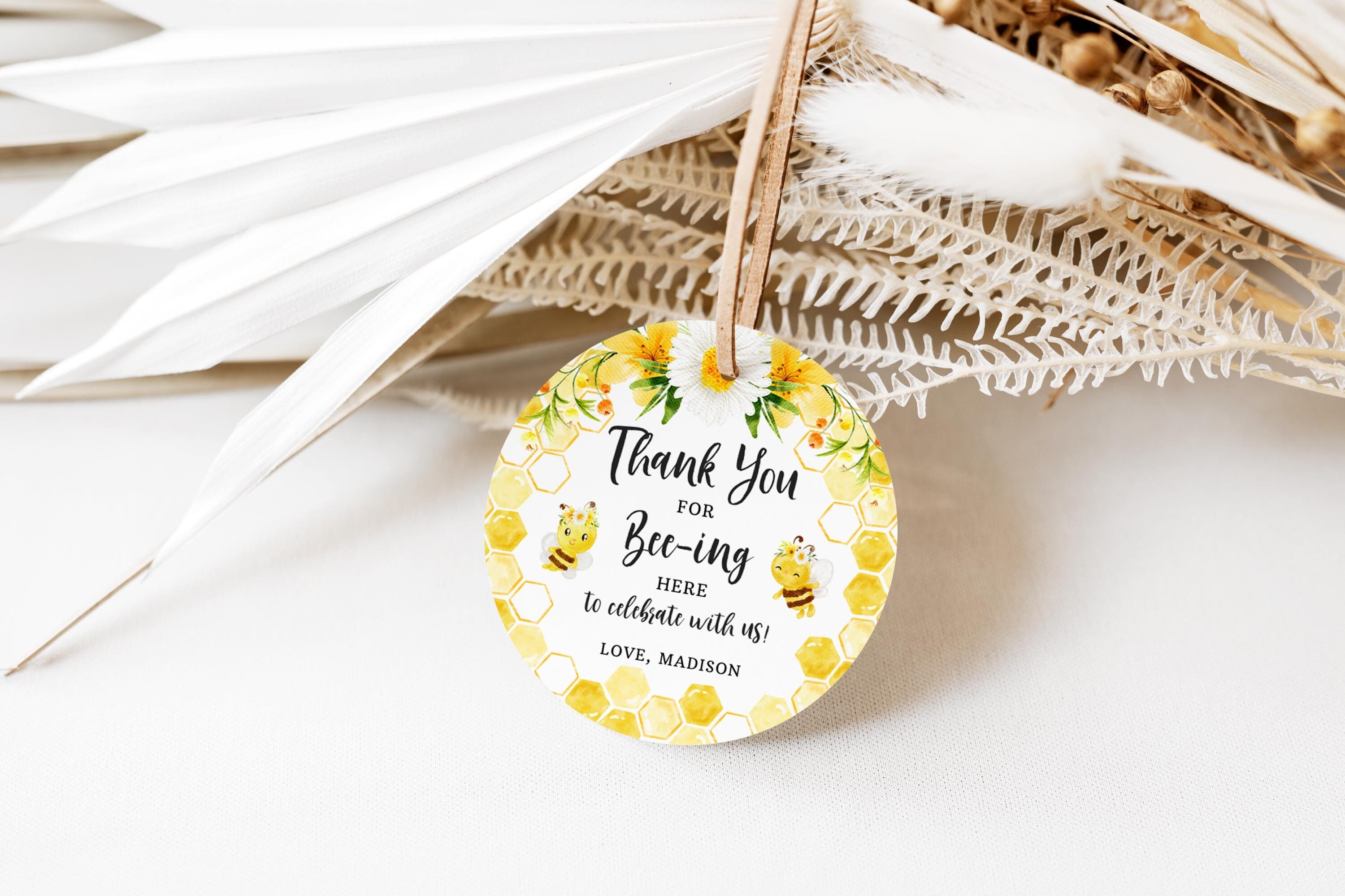 Editable Bee Birthday Thank You Tag Honey Bee Favor Tag - Etsy