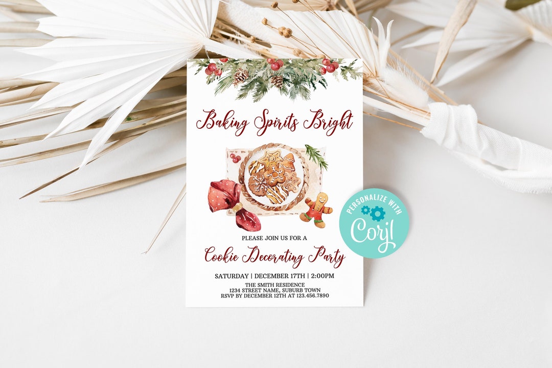 Editable Cookie Decorating Party Invitation, Christmas Cookie Party ...
