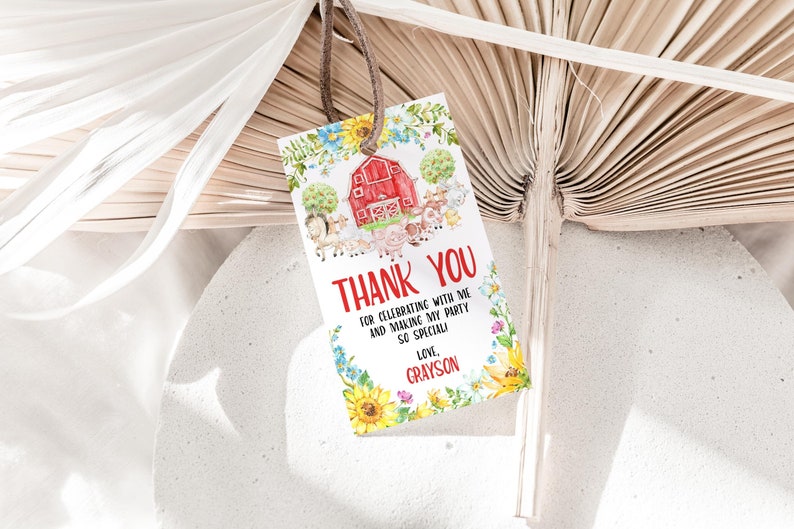 Farm Birthday Thank You Tag Barnyard Birthday Favor Tag Farm - Etsy