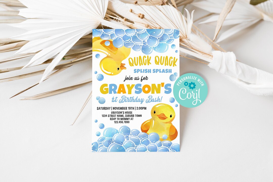 Invitación de cumpleaños editable rubber ducky, invitación a la fiesta ...