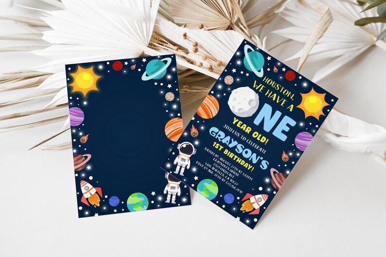 Editable Space 1st Birthday Invitation Outer Space First - Etsy