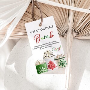 Editable Christmas Hot Chocolate Bomb Tag, Hot Cocoa Bomb Tag, Holiday ...