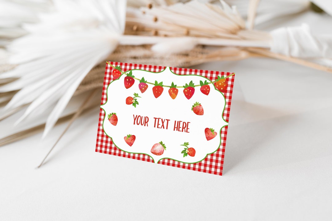 Editable Strawberry Birthday Food Tent Card, Berry First Birthday ...