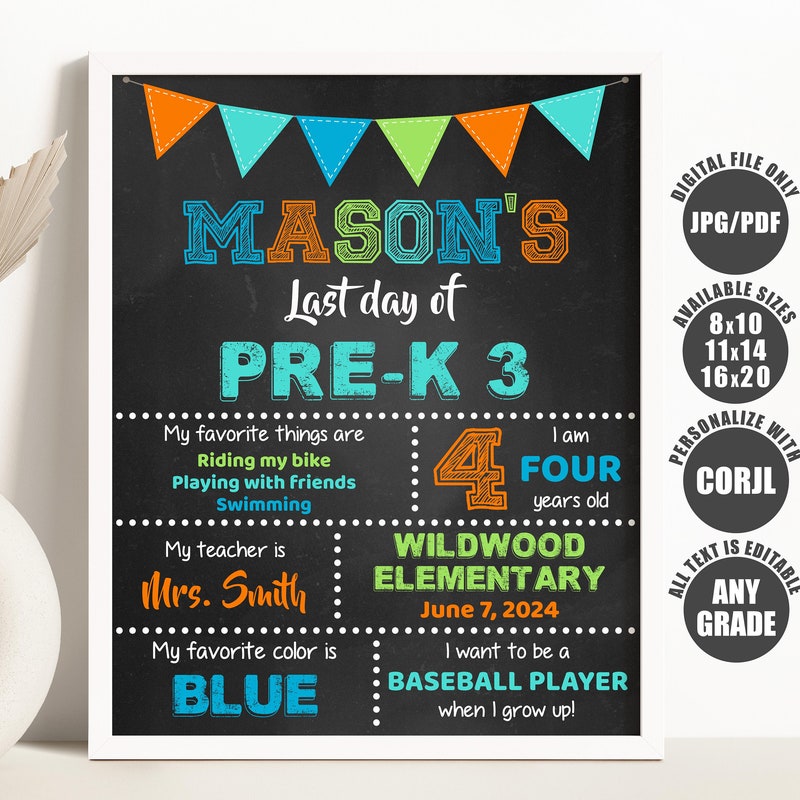 First Day of Pre K - Etsy