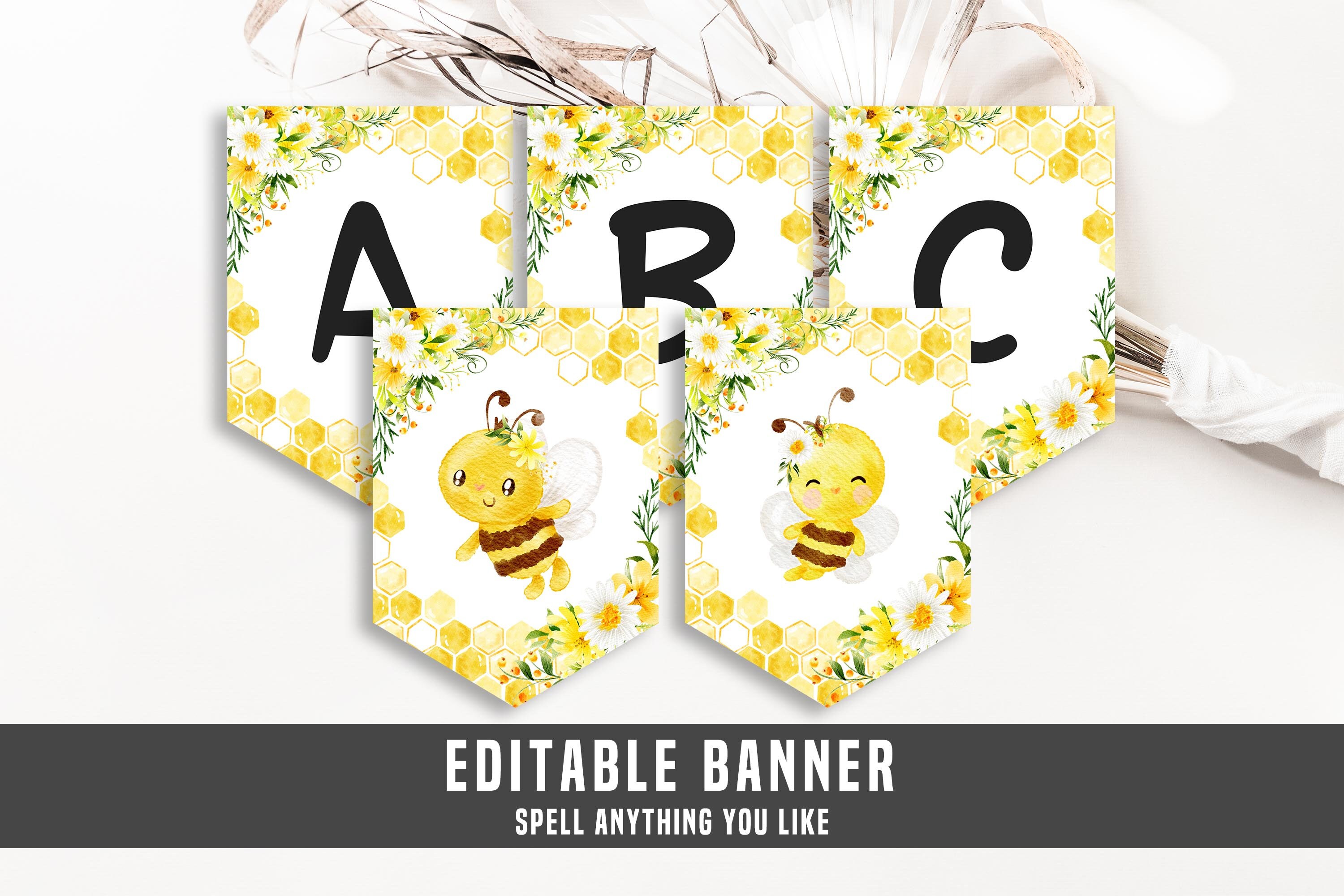 Editable Bee Birthday Bundle Honey Bee 1st Birthday Party - Etsy