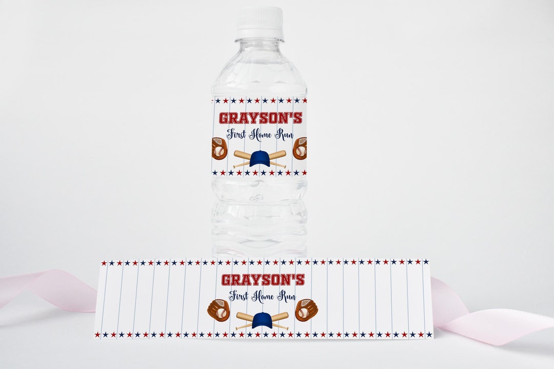 Editable Baseball Birthday Bottle Label, Little Rookie Party Water ...
