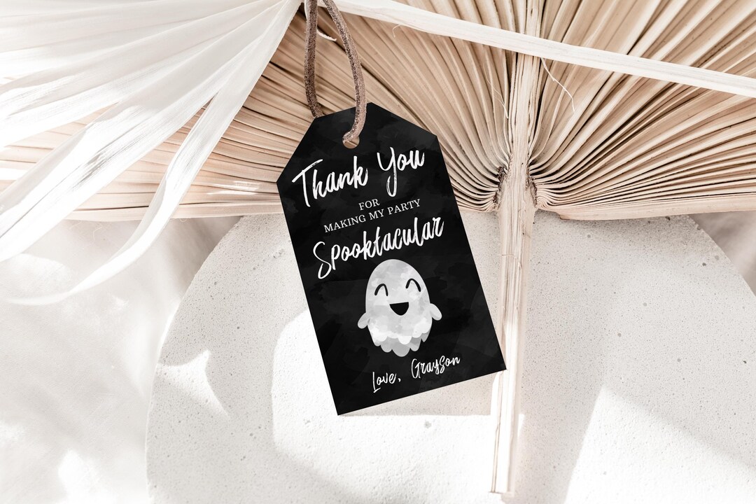 Editable Halloween Birthday Thank You Tag, Little Boo Favor Tag, Ghost ...