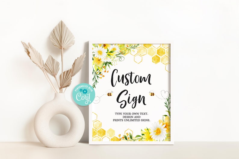 Editable Bee Custom Sign Bumble Bee Baby Shower Signs Honey - Etsy