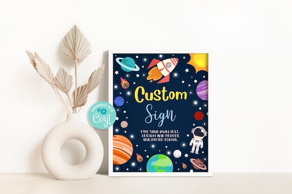 Editable Outer Space Custom Sign Planets Astronaut Birthday - Etsy