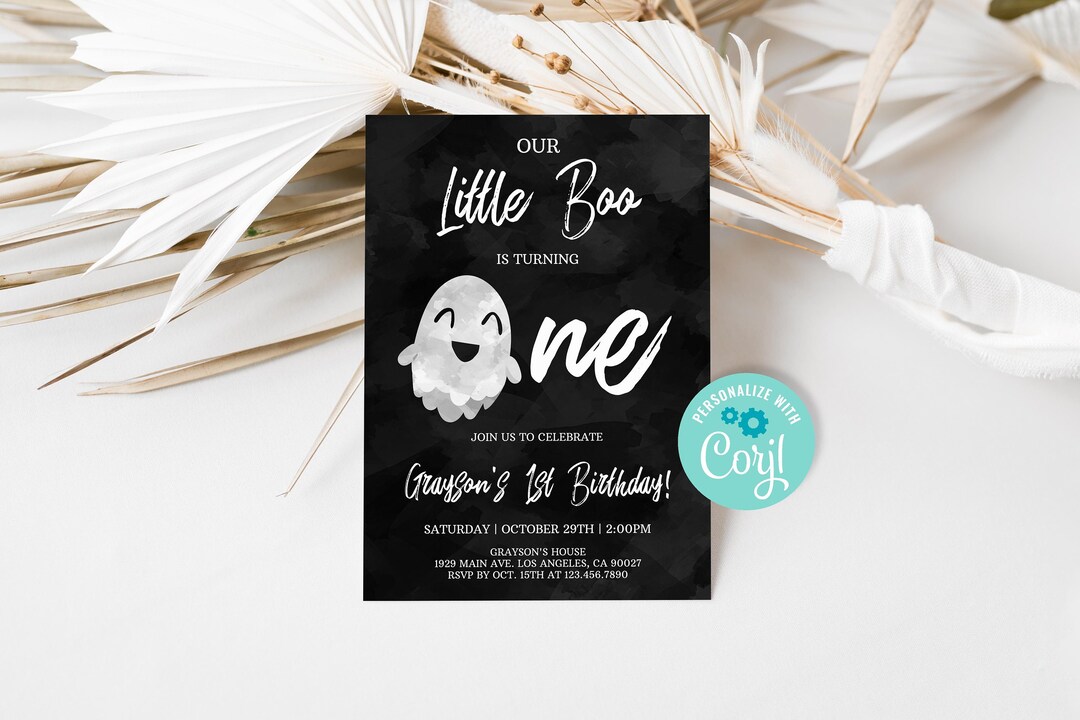 Editable Little Boo Birthday Invitation, Ghost Party Invite (digital ...