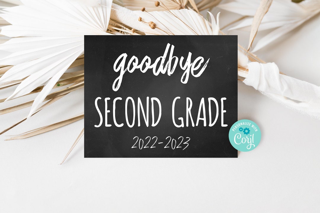 Goodbye 2nd Grade, Last Day of Second Grade Chalkboard Sign Editable ...