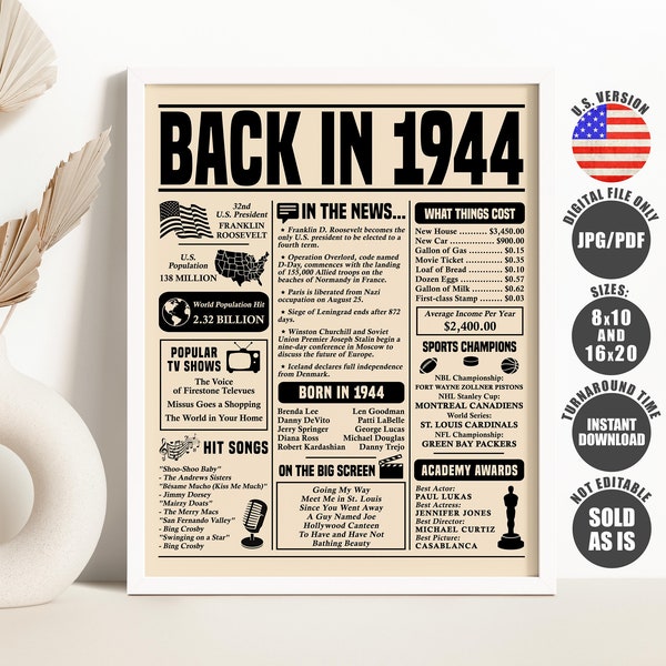 1944 Birthday - Etsy