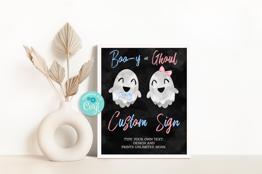 Editable Halloween Gender Reveal Custom Sign, Boo-y or Ghoul Baby ...