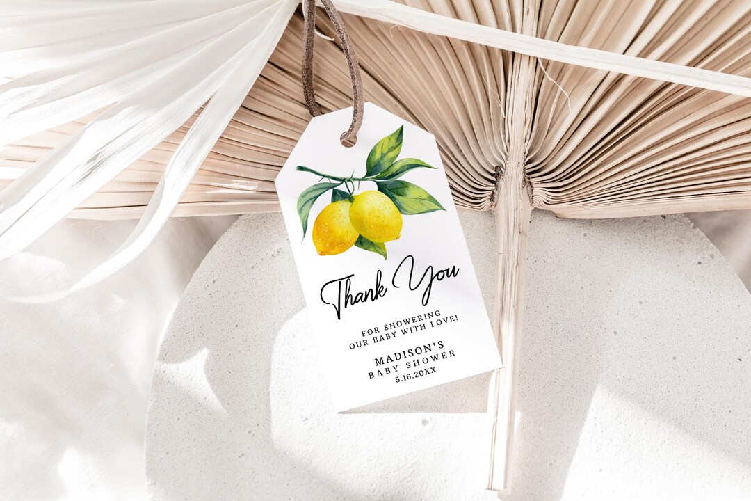 Editable Lemon Baby Shower Favor Tag, Citrus Thank You Tag, Lemonade ...