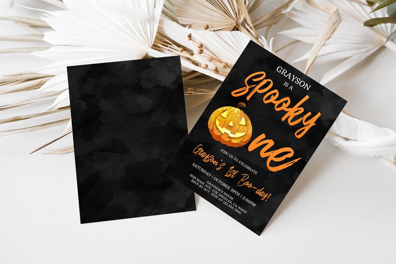Editable Spooky One Birthday Invitation Halloween 1st - Etsy