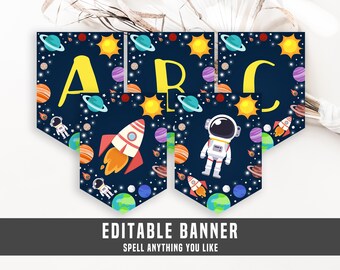Space Birthday Banner - Rocketship Party - Etsy