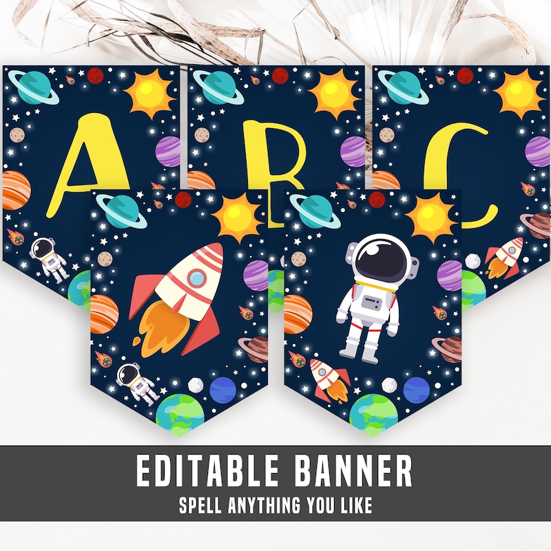 Space Themed Birthday Banner - Etsy