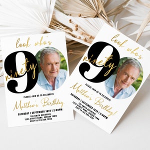 90th Birthday Invitation for Men, Look Who's 90 Invitation, Male 90th ...