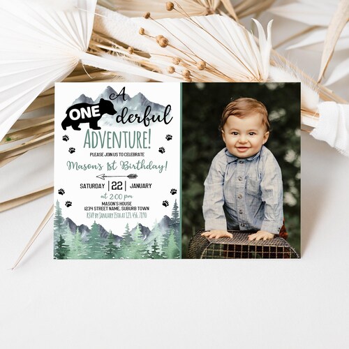 Editable Onederful Adventure Birthday Invitation Woodland - Etsy