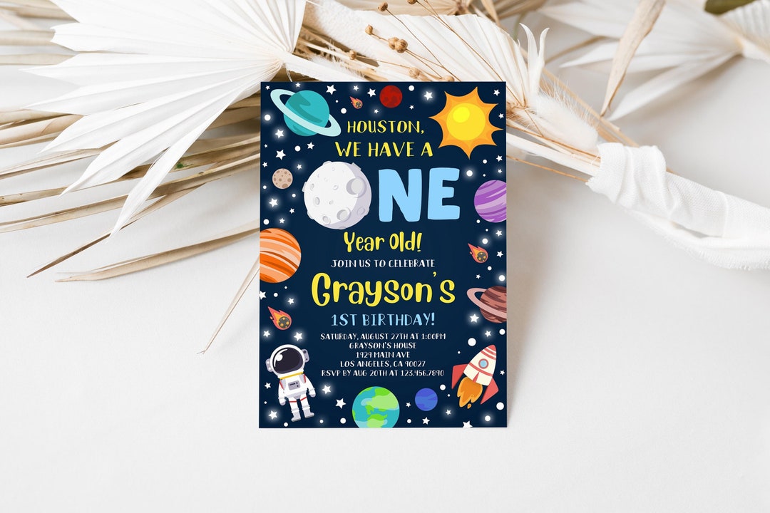 Editable Space 1st Birthday Invitation, Houston We Have a One Year Old ...