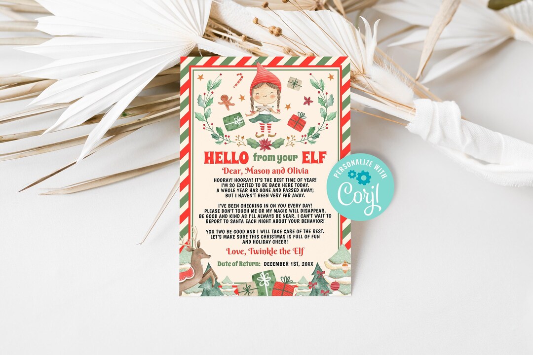 Editable Elf Arrival Letter, Hello From Your Elf Letter, Girl Elf ...