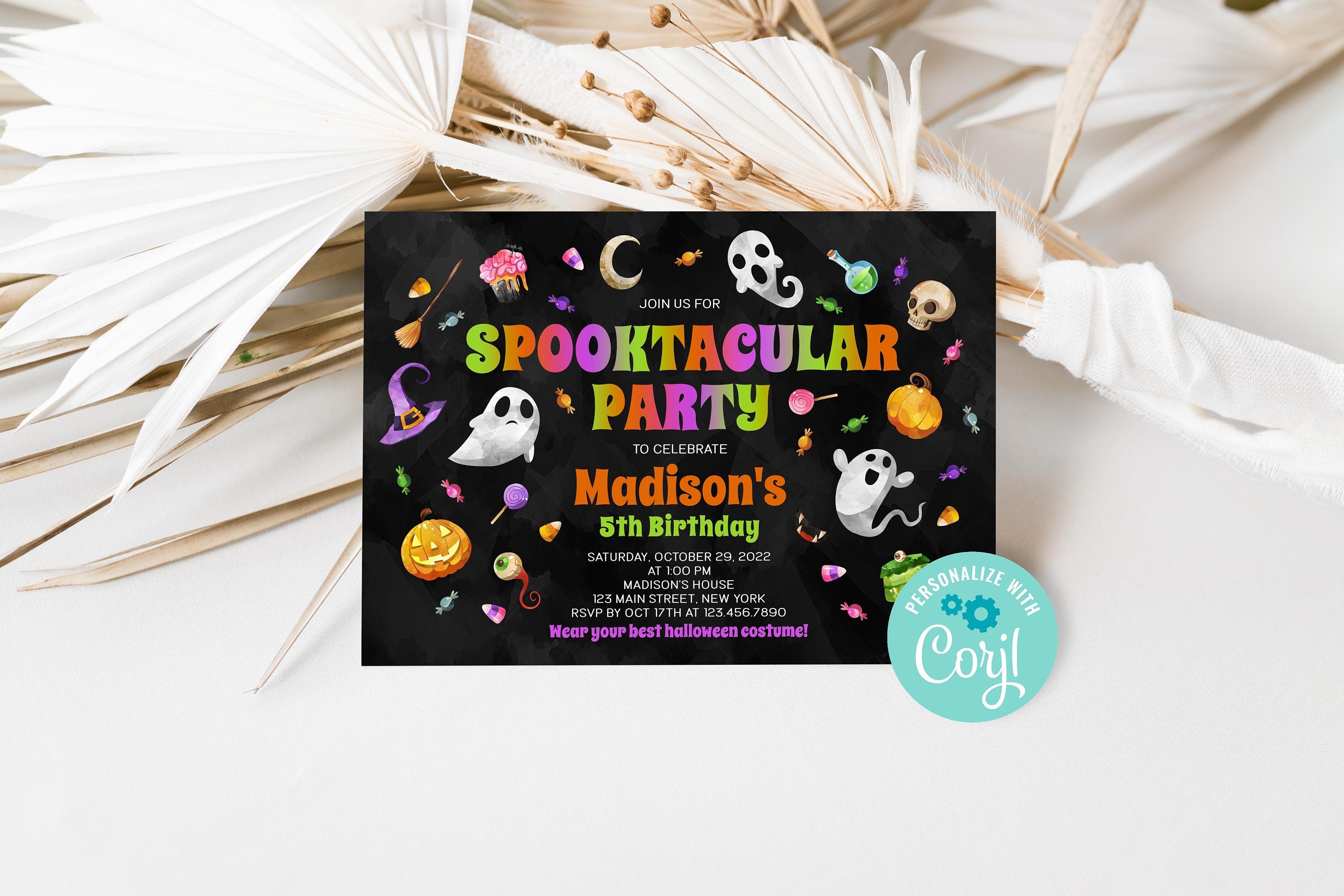 Editable Halloween Birthday Invitation Spooky Kids Halloween - Etsy