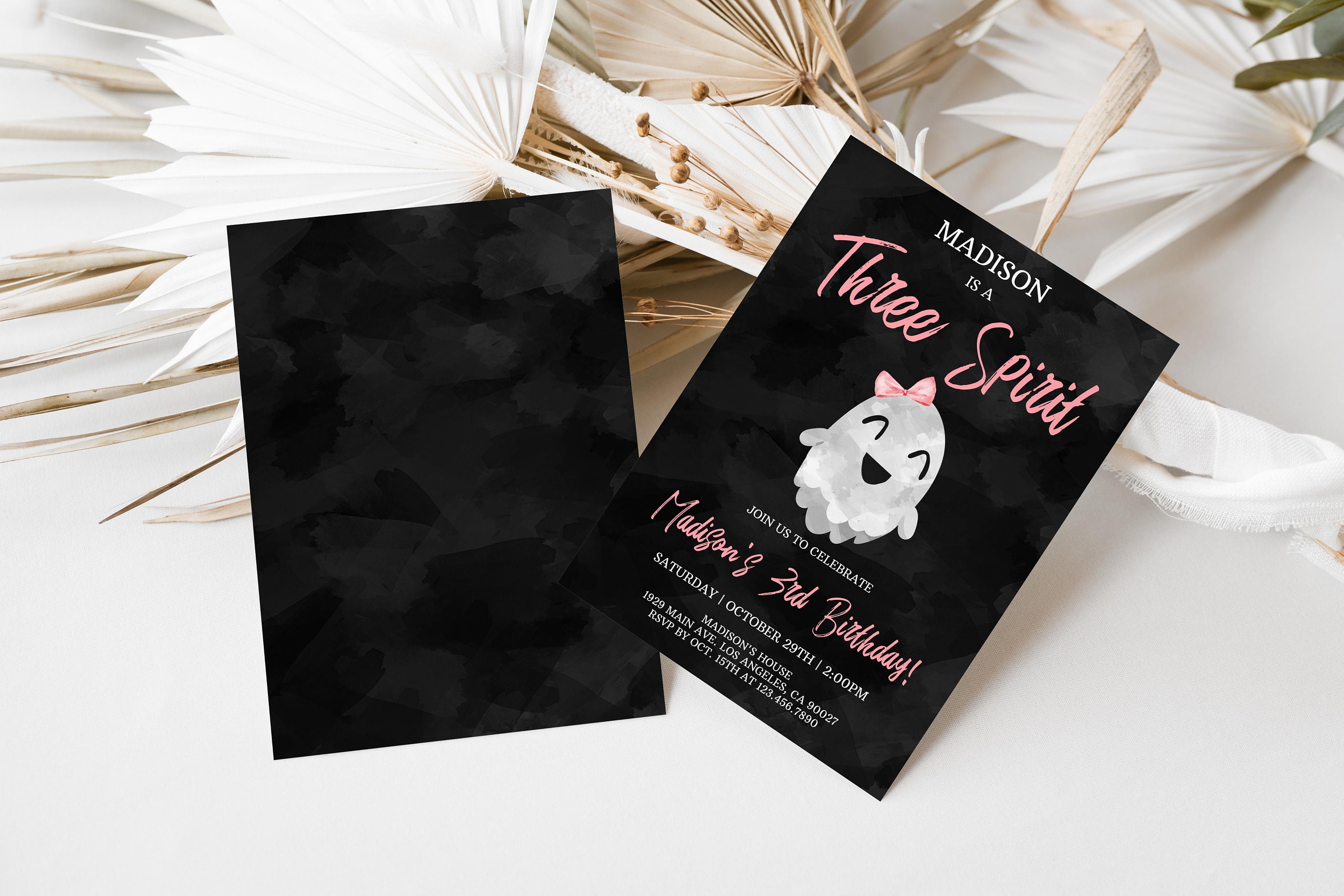 Editable Three Spirit Ghost Birthday Invitation Girl - Etsy
