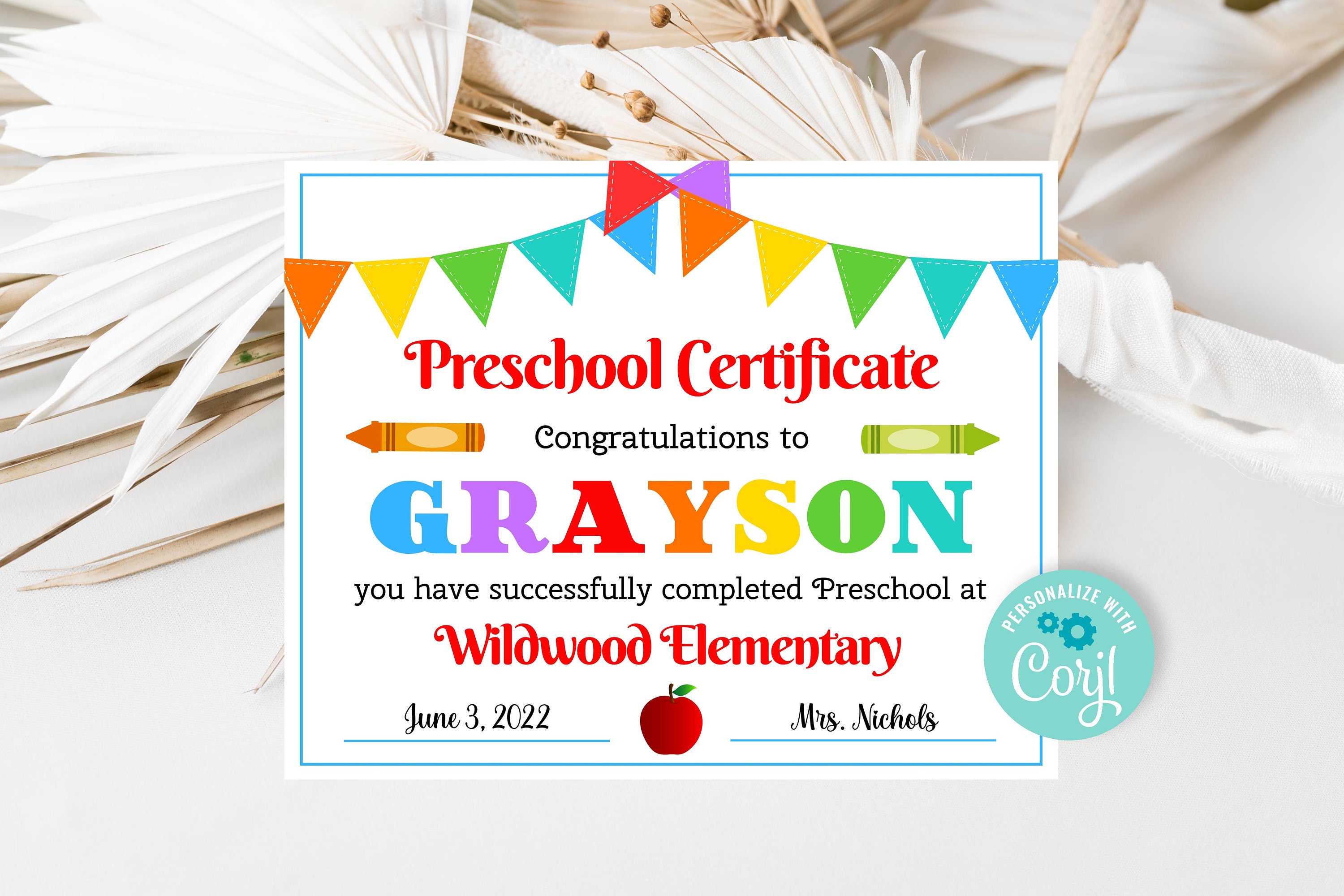 Certificado preescolar editable diploma de graduación - Etsy México