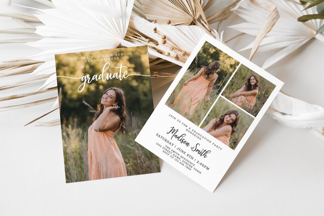 Multiple Photos Graduation Invitation, Senior Graduation Announcement ...
