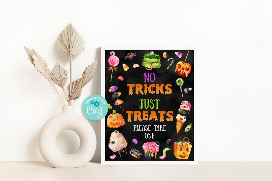 Editable Trick or Treat Sign, Halloween Candy Sign, Printable Halloween ...