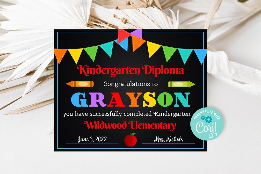 Editable Kindergarten Diploma, Graduation Certificate, Prek Preschool ...