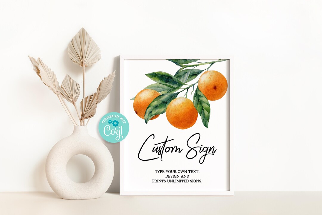 Editable Citrus Custom Sign, Cutie Baby Shower Decor Template, Orange ...
