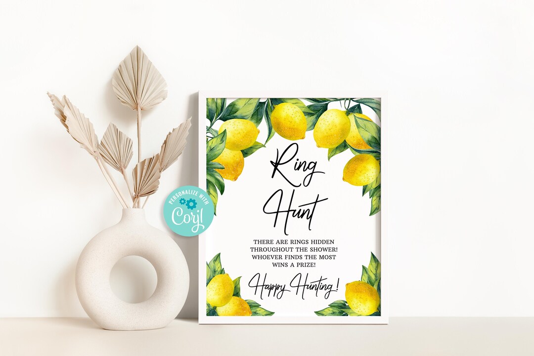 Editable Lemon Ring Hunt Game, Citrus Lemonade Bridal Shower Activities ...