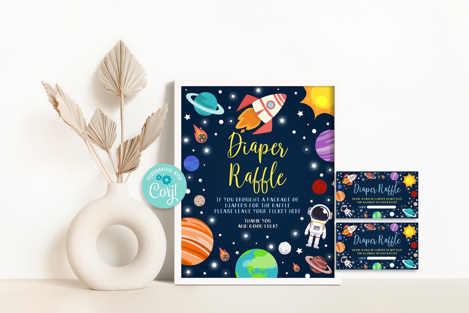 Editable Outer Space Diaper Raffle Sign Planets Astronaut - Etsy