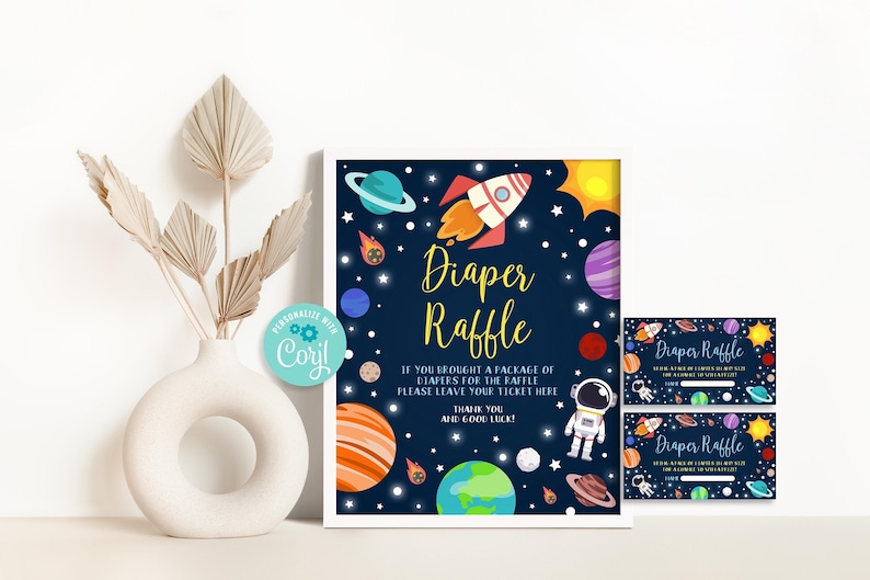 Editable Outer Space Diaper Raffle Sign Planets Astronaut - Etsy