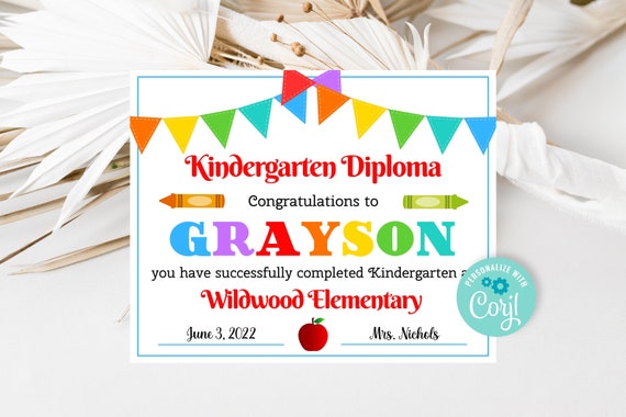 Editable Kindergarten Diploma Graduation Certificate Prek - Etsy