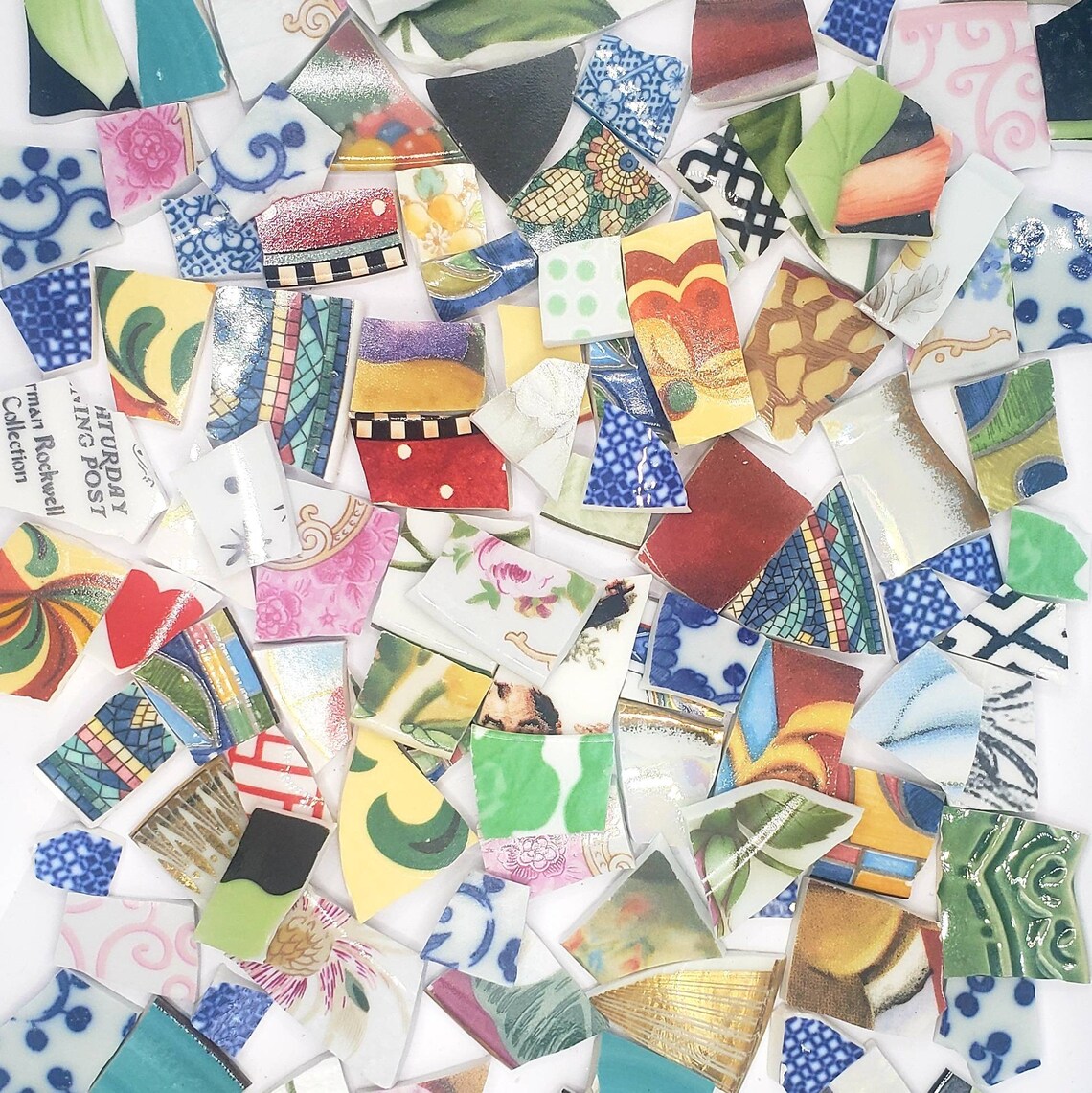 100 Piece Set of Patchwork Hand Cut Broken Plate Mosaic Tiles - Etsy