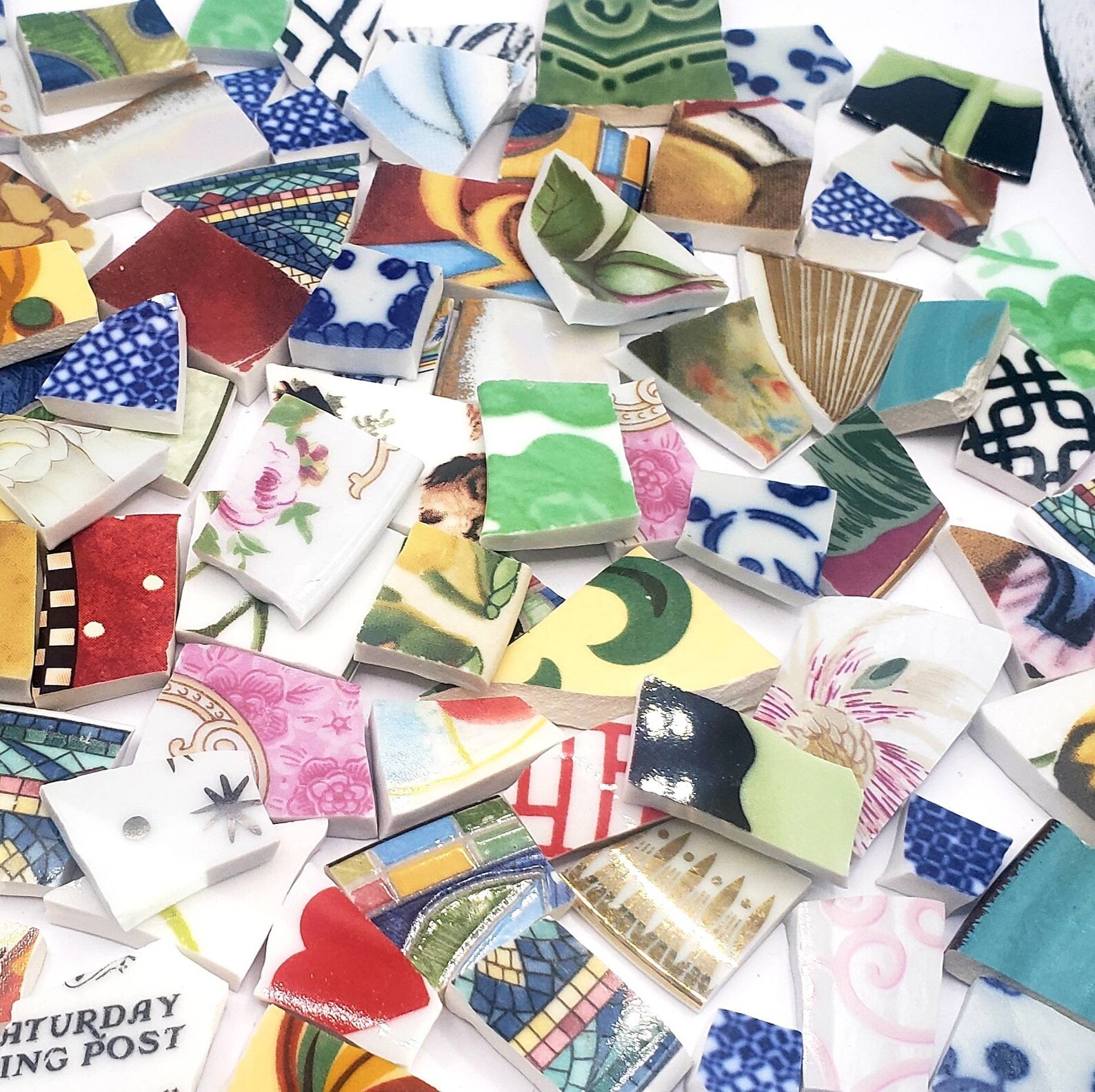 100 Piece Set of Patchwork Hand Cut Broken Plate Mosaic Tiles - Etsy