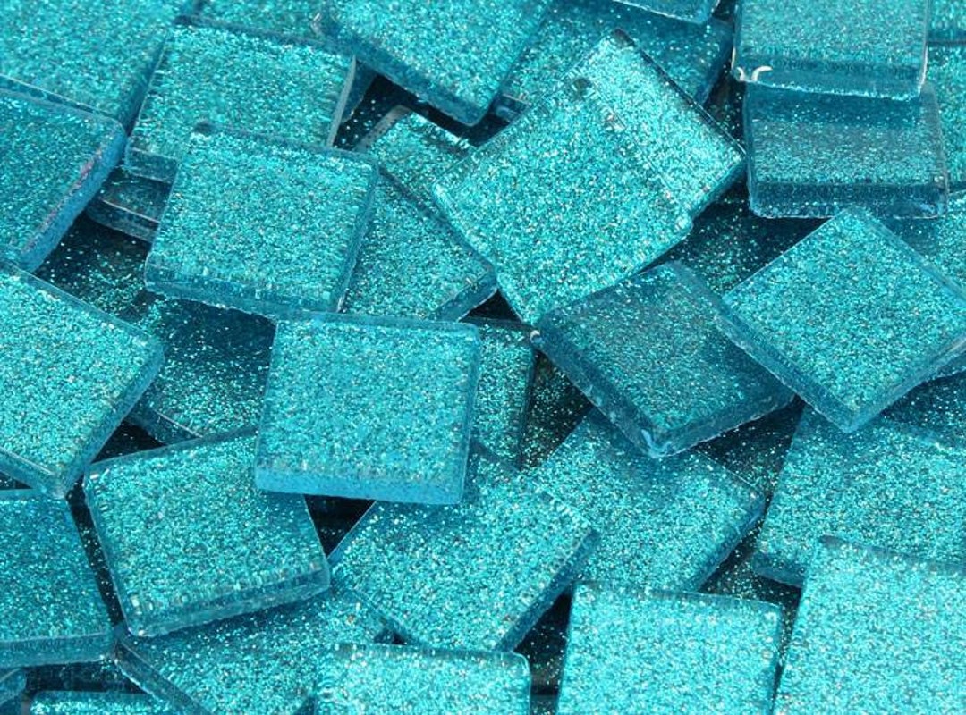 Turquoise Blue Glitter Square Mosaic Tiles 20 Mm - Etsy