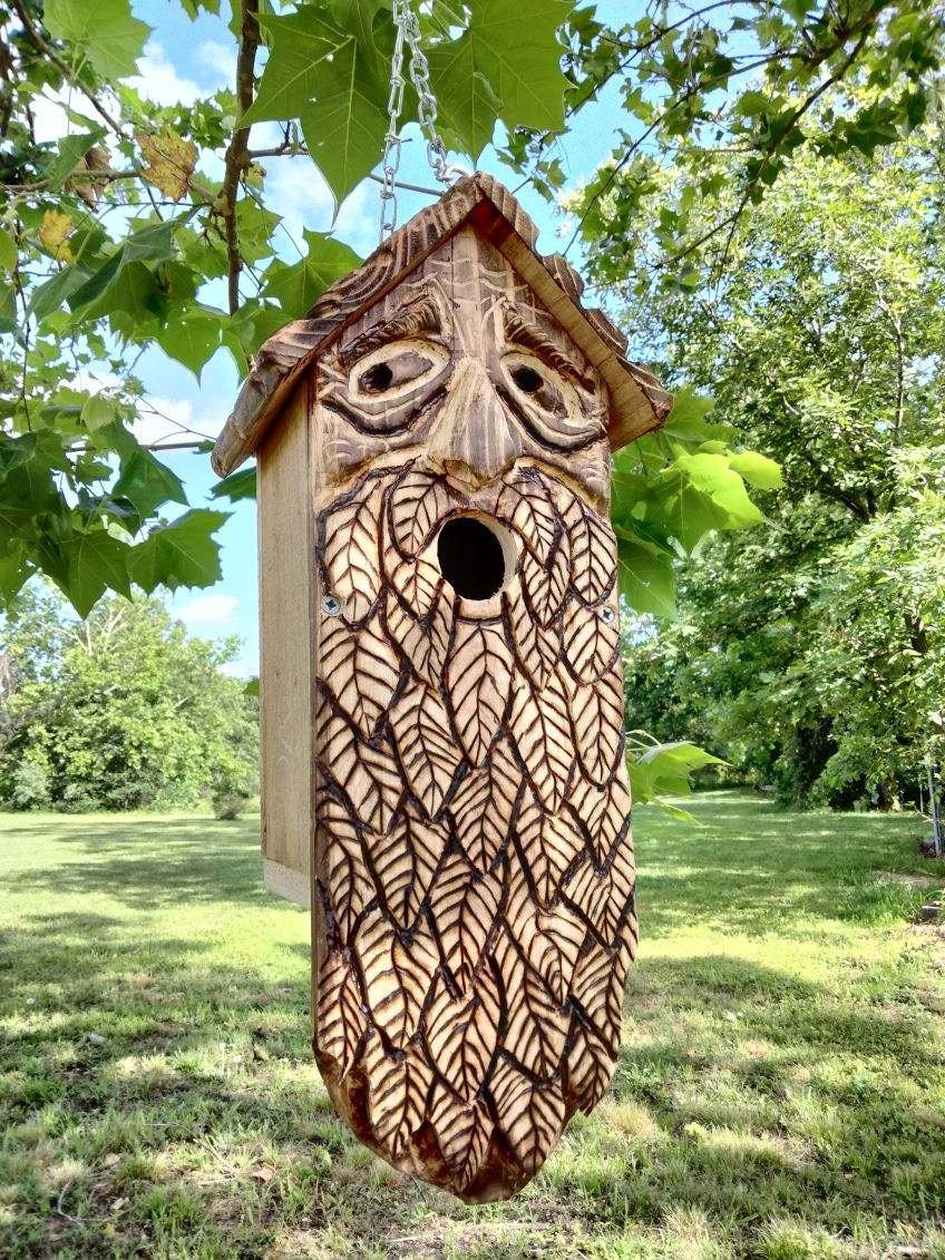 Wood Spirit Whimsical Bird House - Etsy