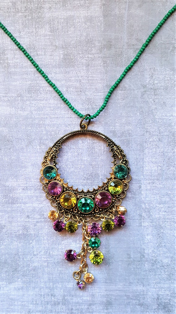 Vintage necklace boho rhinestone - Gem