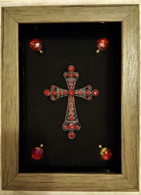 Gothic Style Red Cross Ornamental Jewelry Shadowbox Scene | Etsy