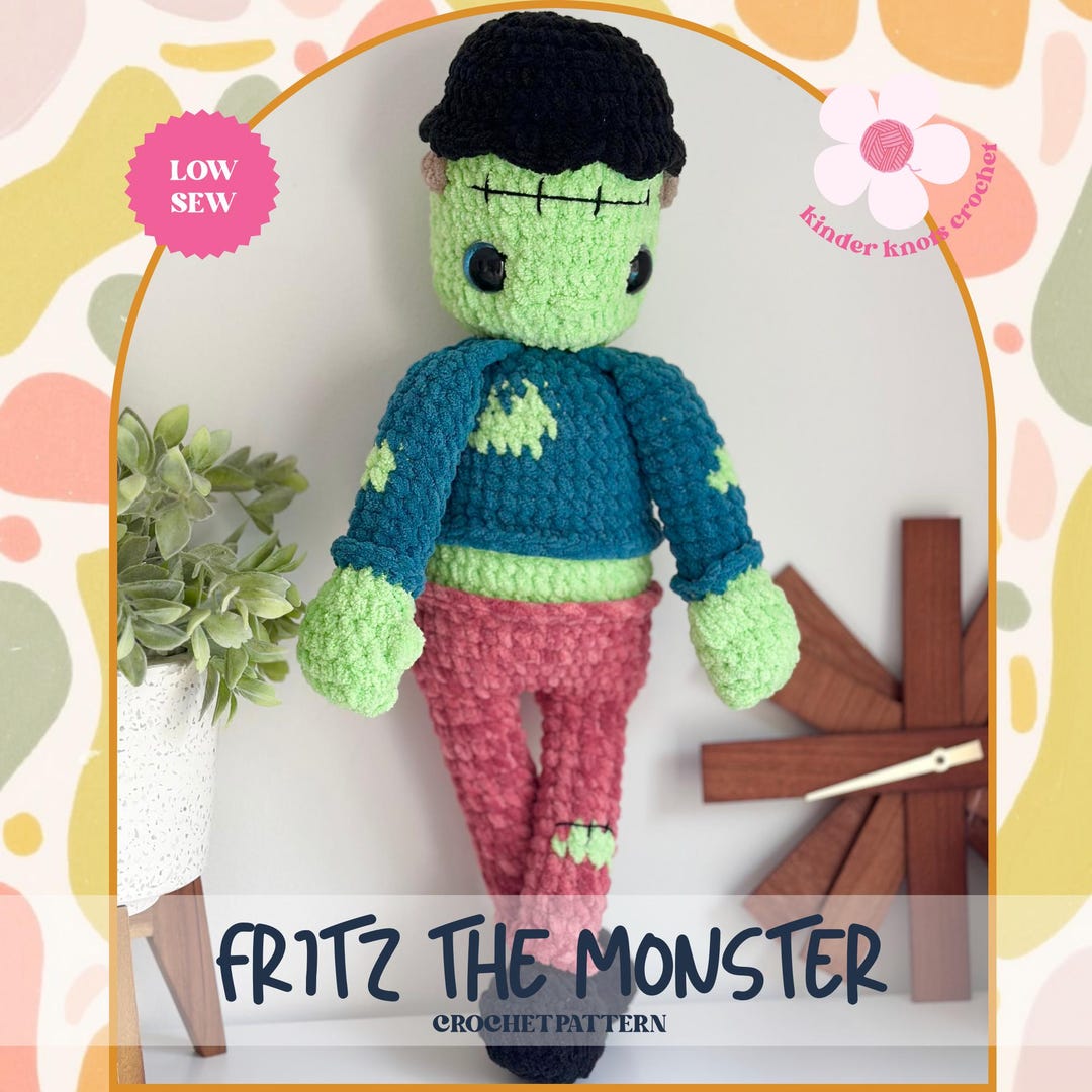 Crochet Fritz the Monster | Frankenstein | Low-sew Pattern | Beginner ...