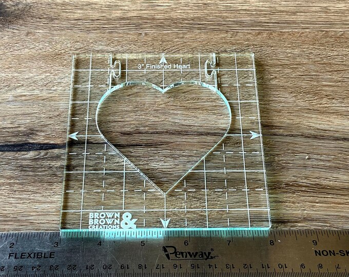 3 Heart Quilting Ruler, Longarm or Sit Down Quilting, Quilt Template ...