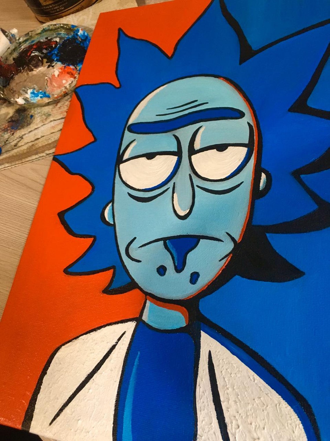 Rick And Morty Colorful Oil Painting Rick Sanchez Art Wall | Etsy